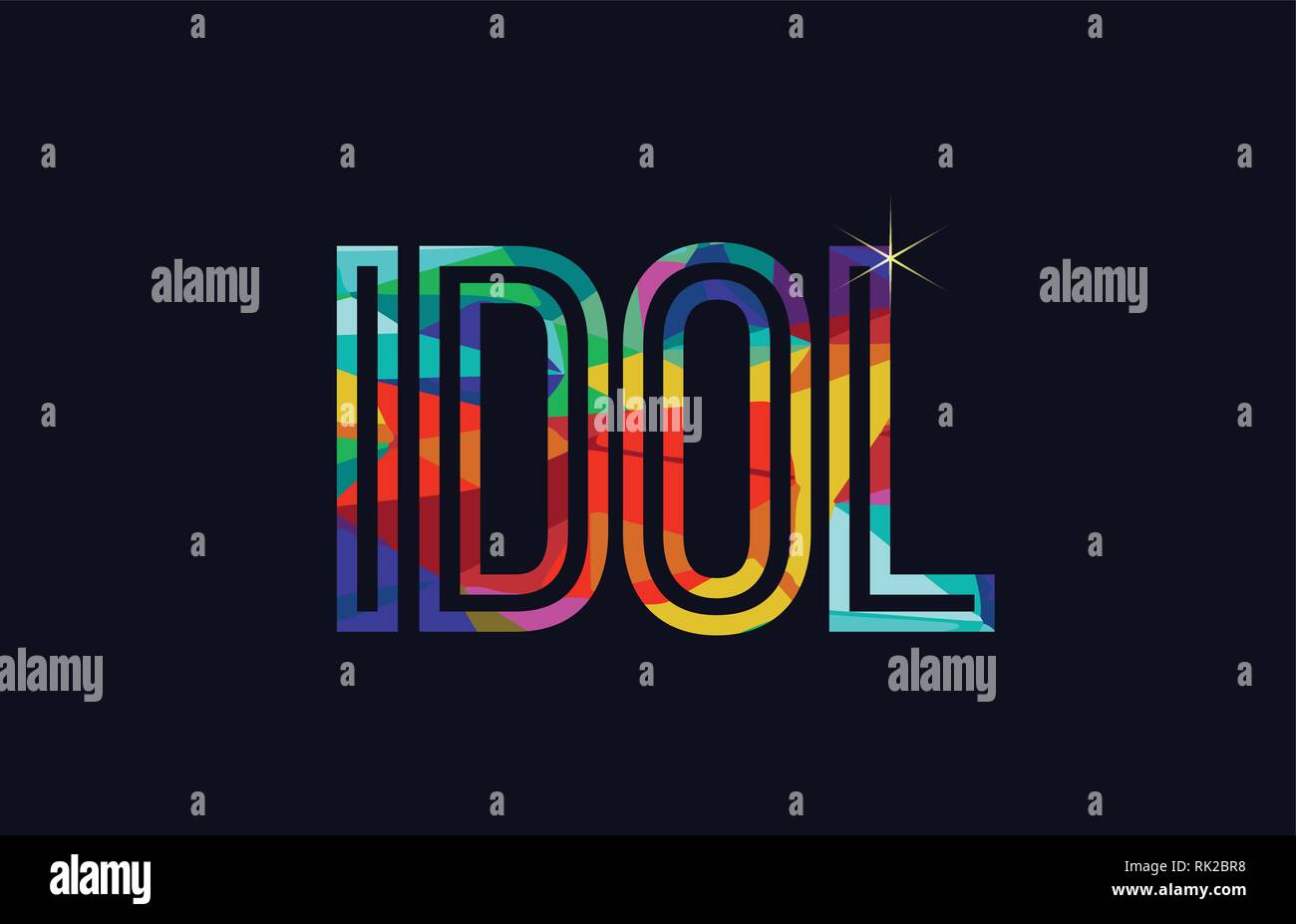 idol word typography design in rainbow colors suitable for logo or text ...