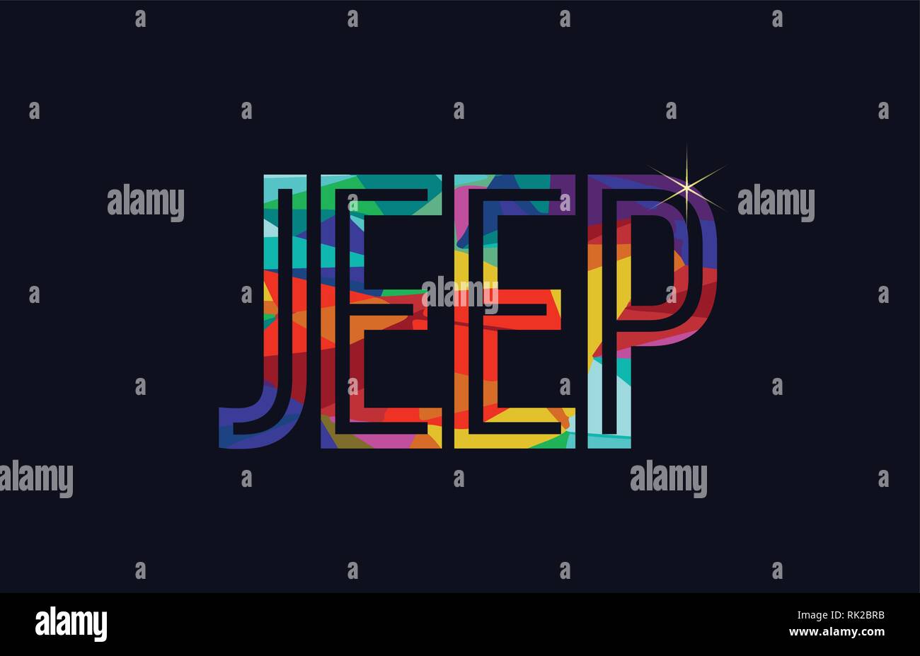 jeep word typography design in rainbow colors suitable for logo or text ...
