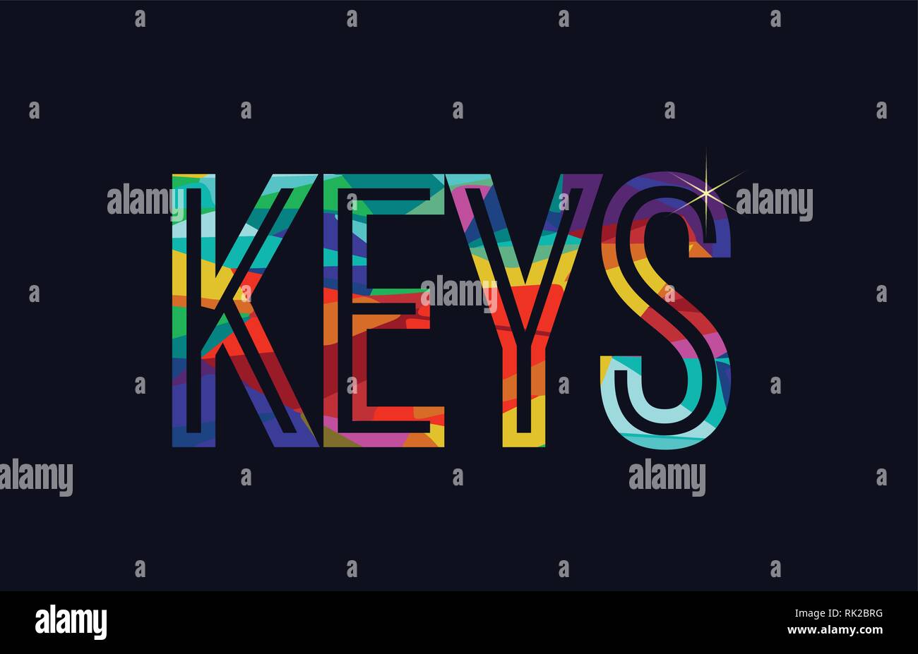 keys word typography design in rainbow colors suitable for logo or text ...