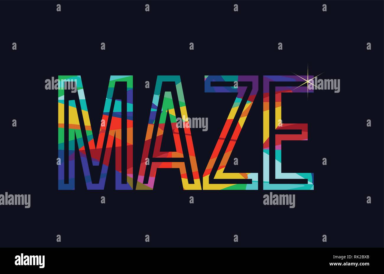 maze word typography design in rainbow colors suitable for logo or text ...