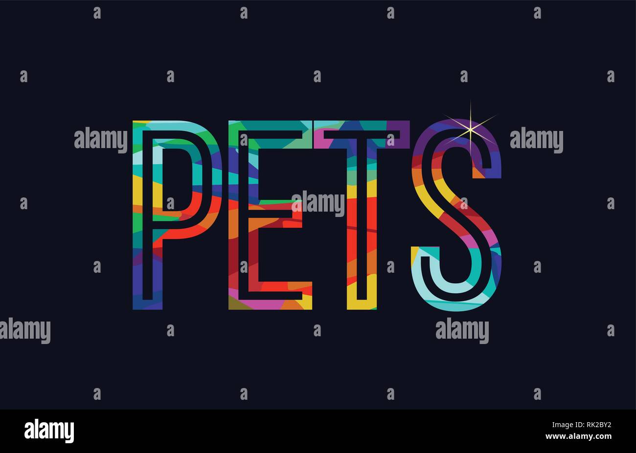 pets word typography design in rainbow colors suitable for logo or text ...