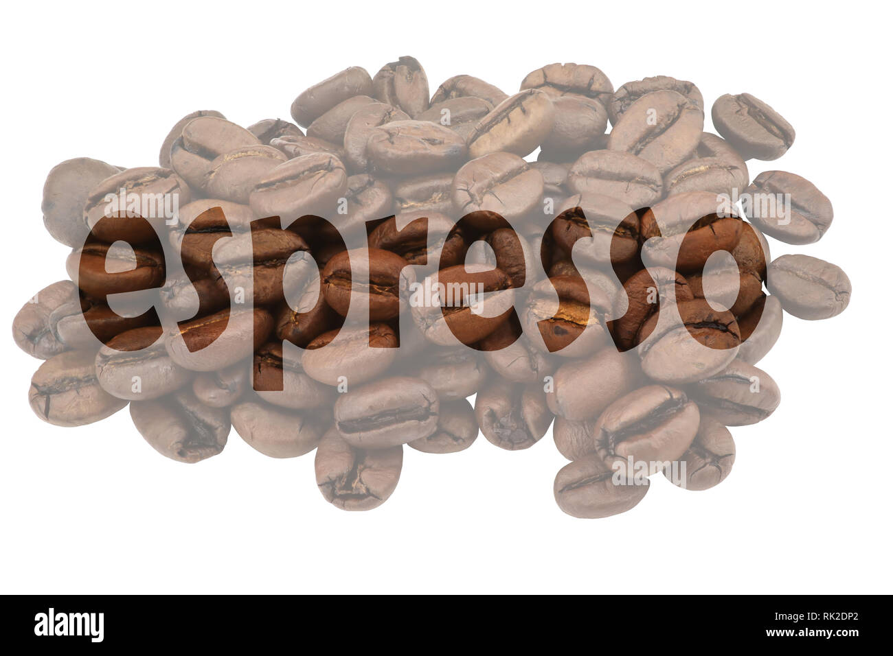 Espresso image with coffee beans and transparent highlighted text ...