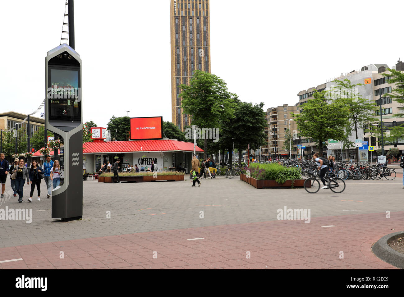 EINDHOVEN, NETHERLANDS - JUNE 5, 2018: people walking in Eindhoven main street, Netherlands ...