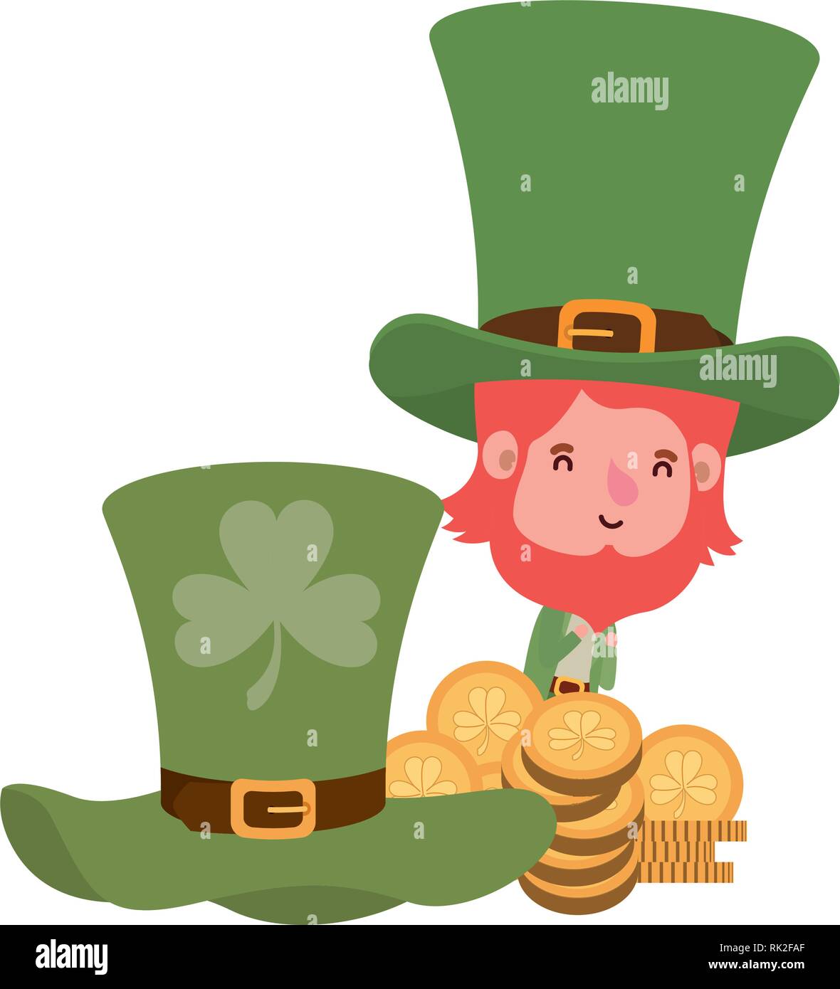 leprechaun with coins and hat isolated icon Stock Vector Image & Art ...