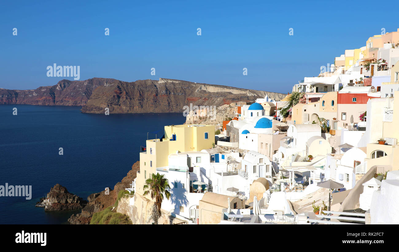 Santorini: Oia traditional greek white village with blue domes of ...