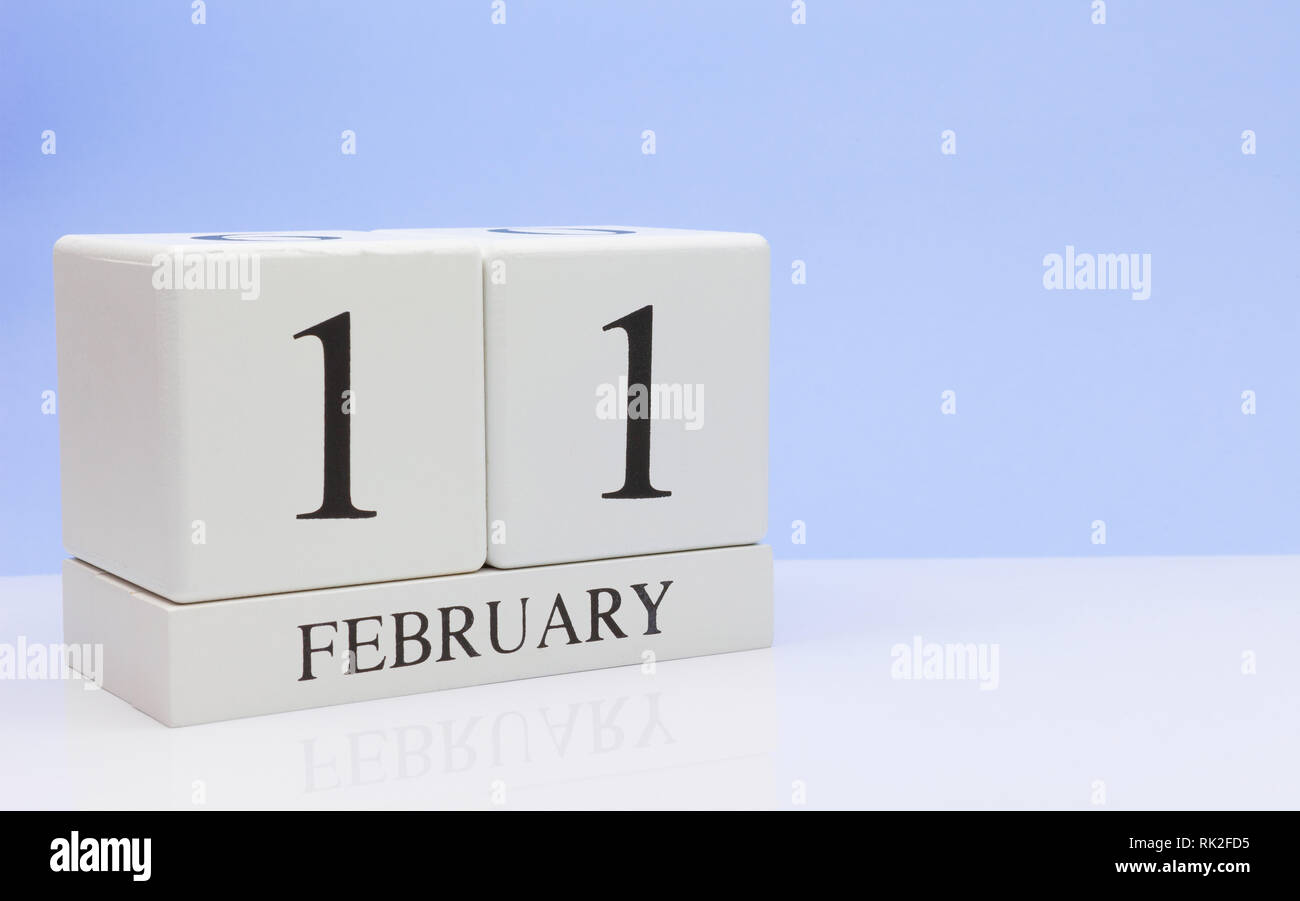 February 11st. Day 11 of month, daily calendar on white table with ...