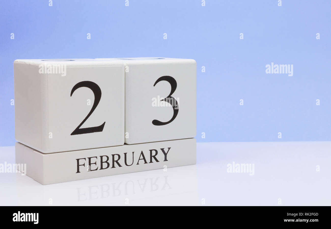 February 23st. Day 23 of month, daily calendar on white table with ...