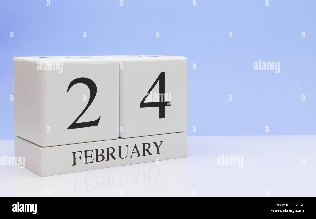 February 24st. Day 24 of month, daily calendar on white table with ...