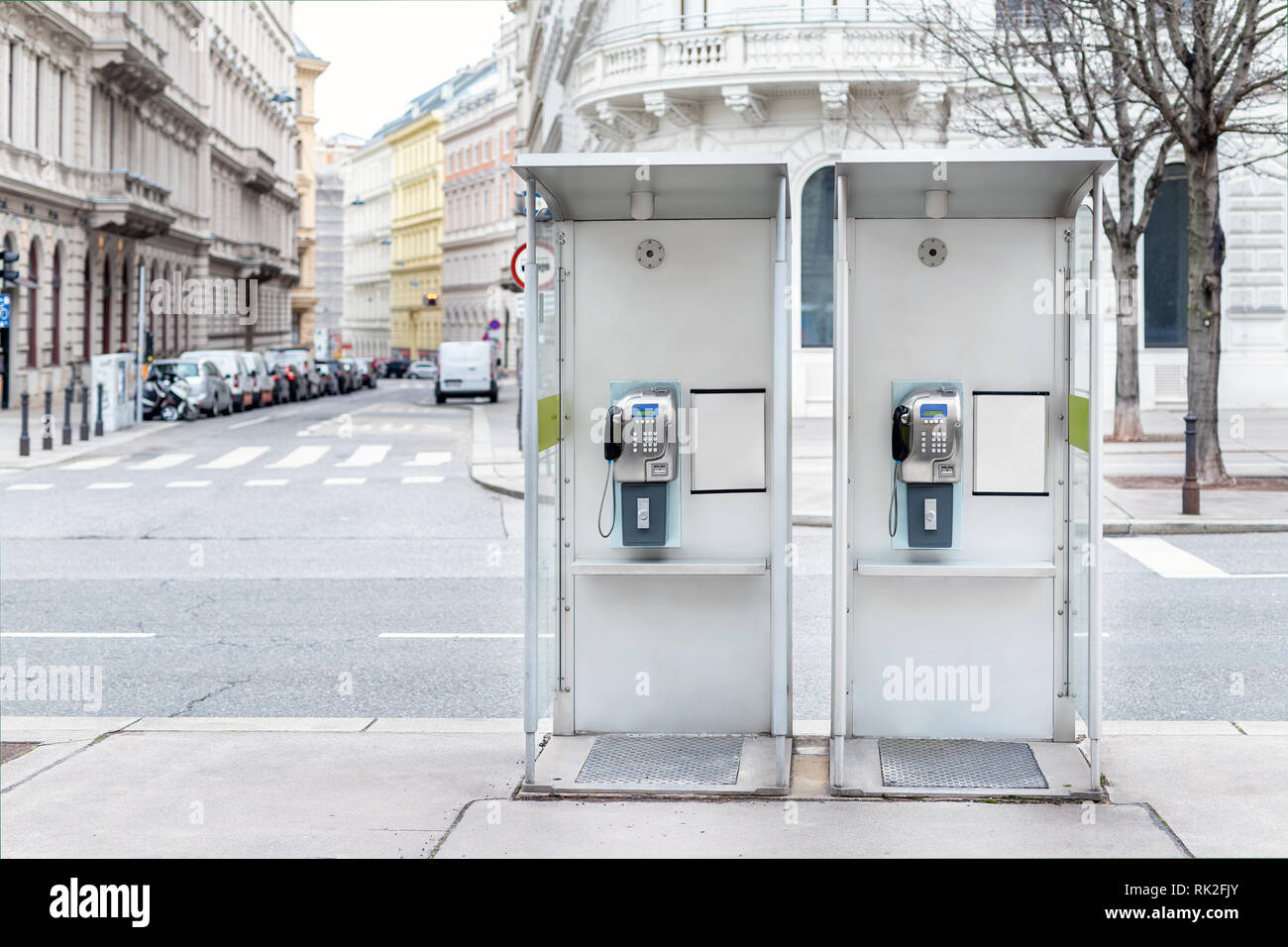 Grey phone booth hi-res stock photography and images - Alamy