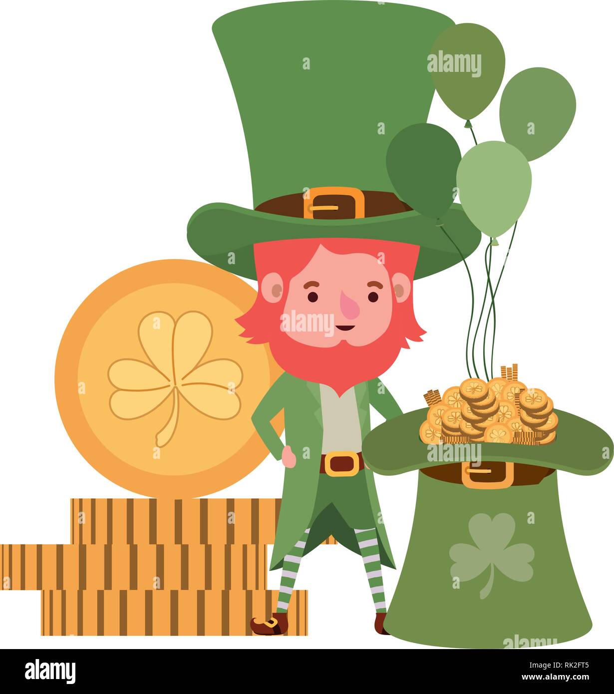 leprechaun with coins and hat isolated icon Stock Vector Image & Art ...