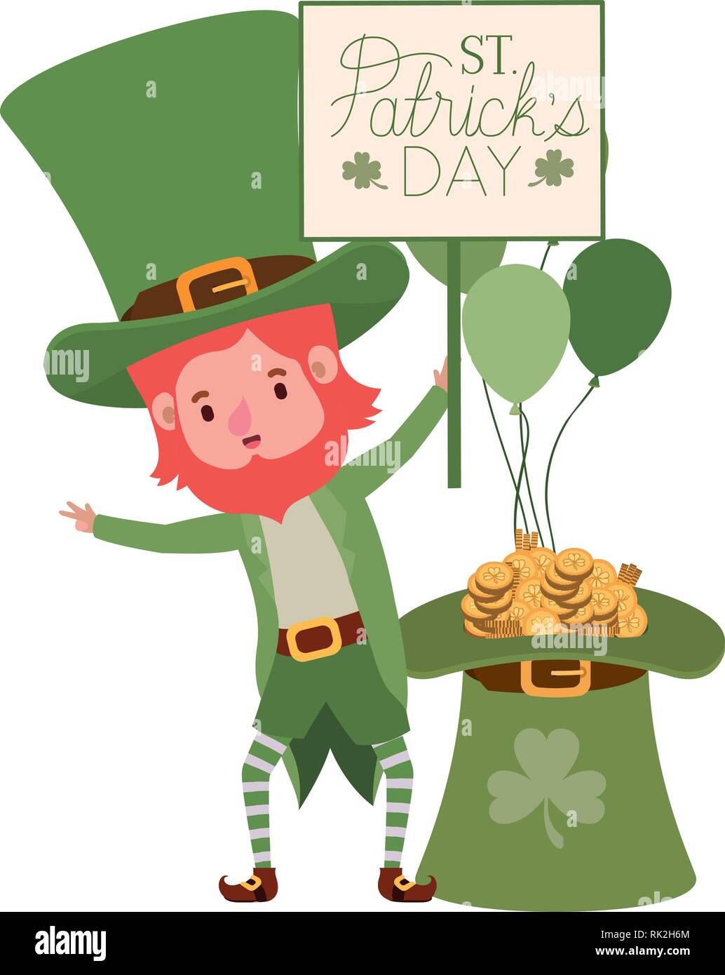 st patricks day label with leprechaun character Stock Vector Image ...