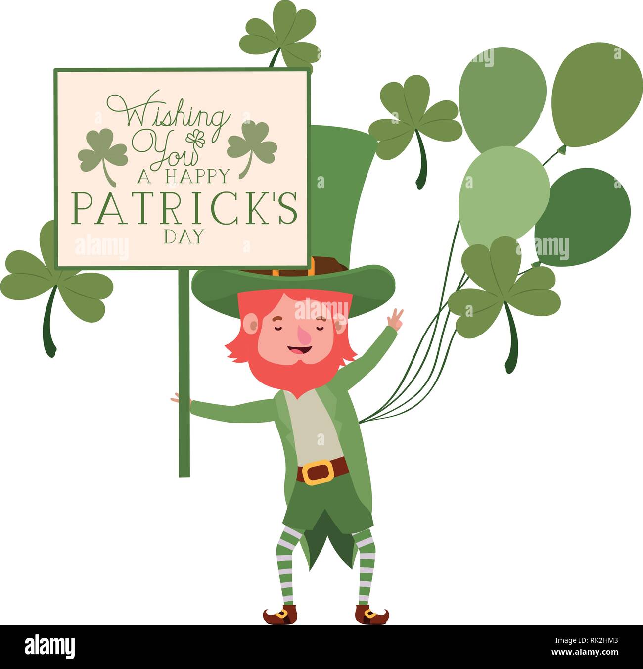 wishing you a happy st patricks day label with leprechaun character ...