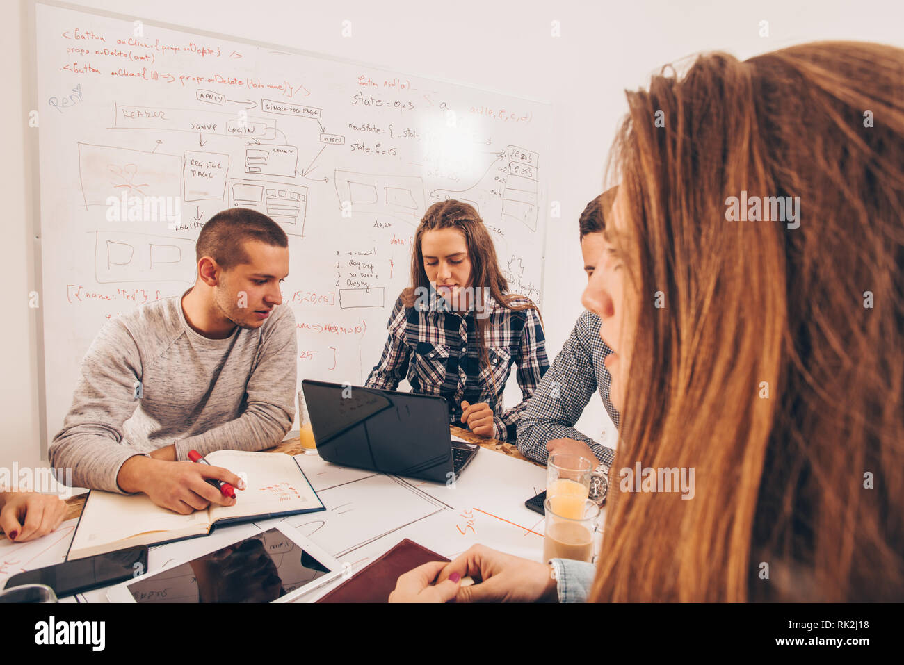 Team of leaders are making a presentation plan in the office Stock ...