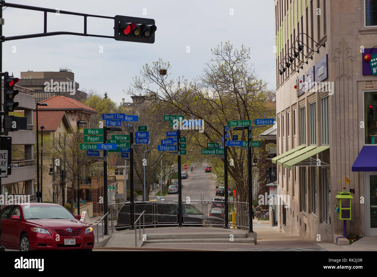 MADISON, WISCONSIN - May 10, 2014: A sidewalk art display of street ...