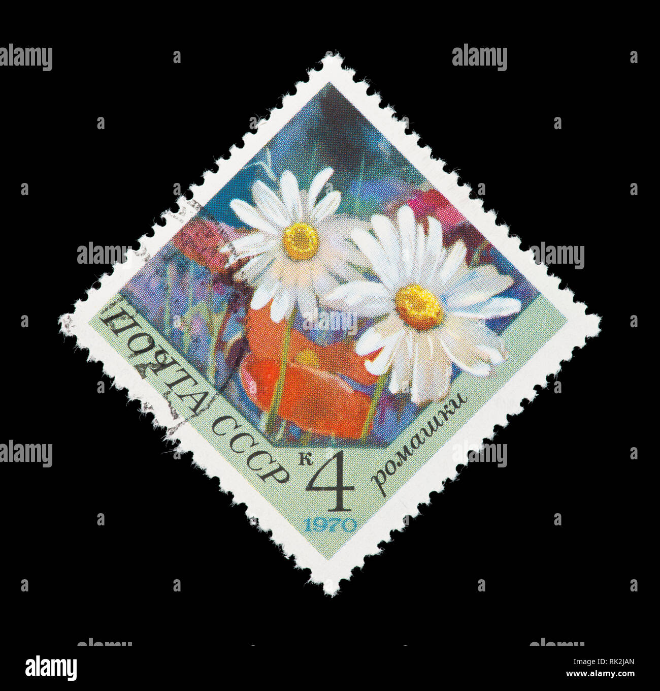 Postage stamp from the Soviet Union depicting daisies Stock Photo - Alamy