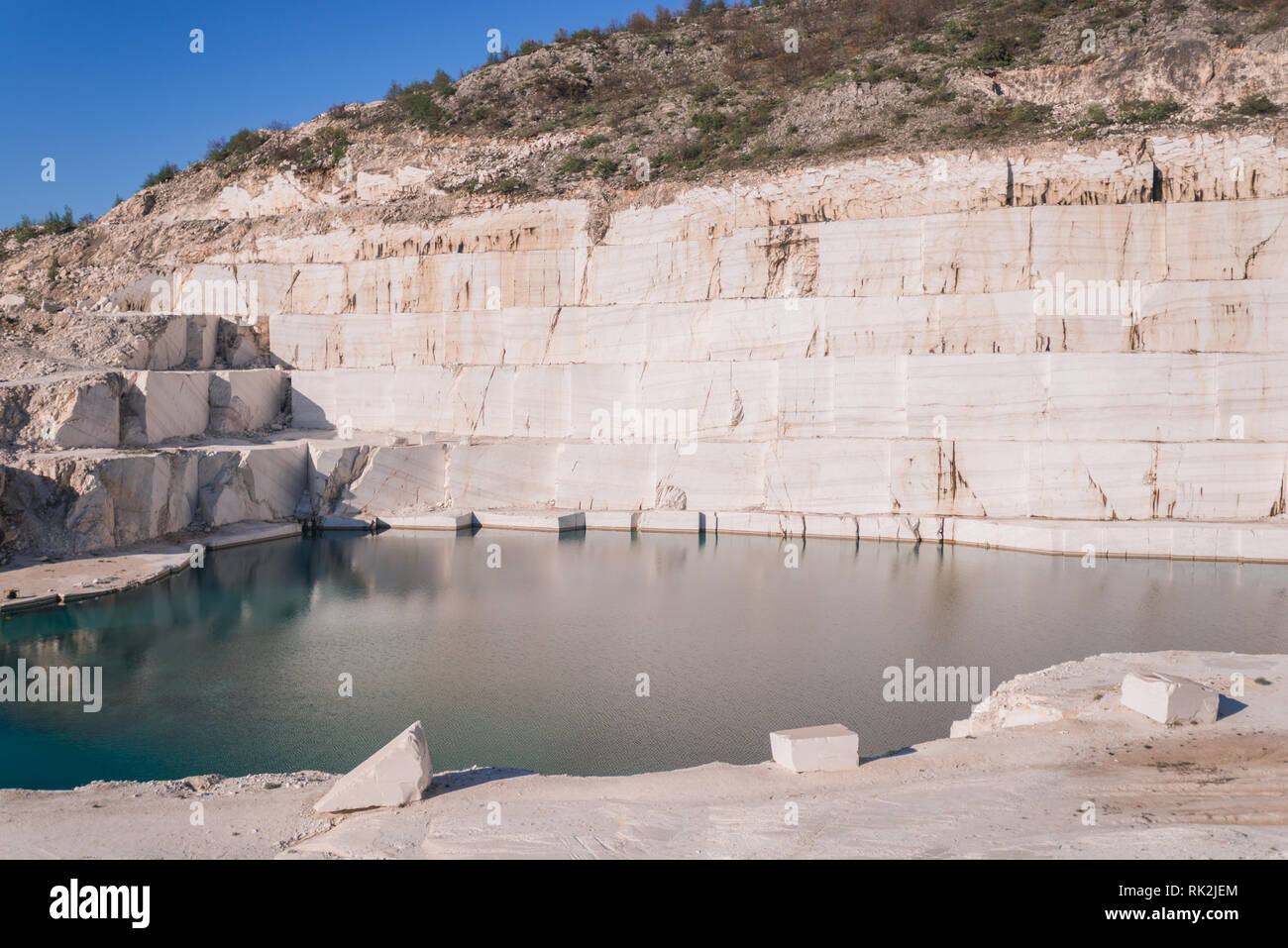 Landscape in the mountains of marble rocks from the quarry Stock Photo ...