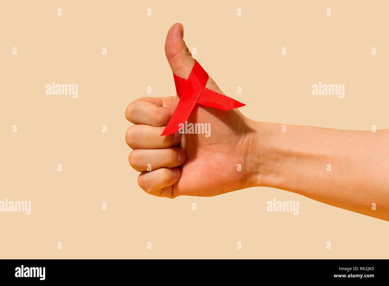 Red ribbon sign Stock Photo - Alamy
