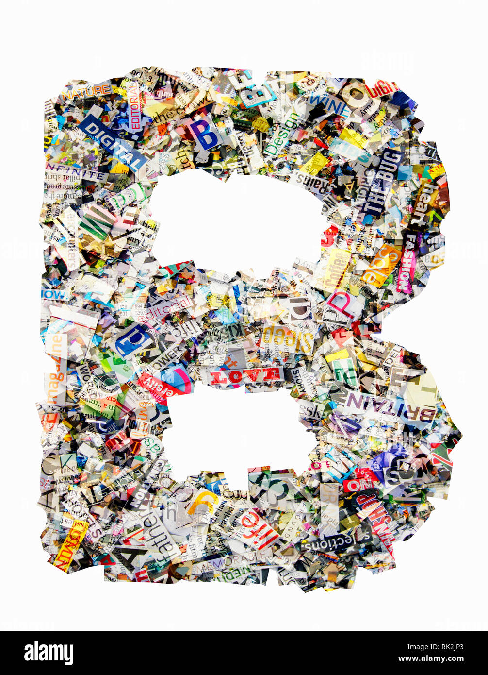 The letter B made from newspaper confetti Stock Photo - Alamy