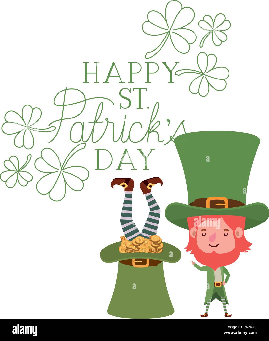 happy st patricks day label with leprechauns character Stock Vector ...
