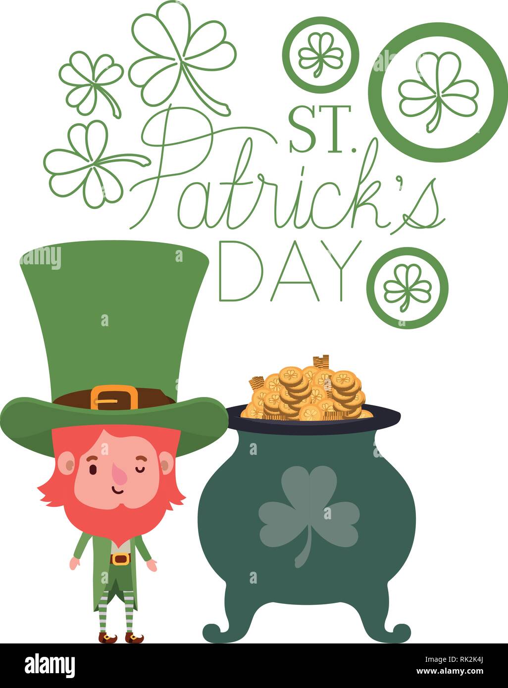 st patricks day label with leprechaun character Stock Vector Image ...