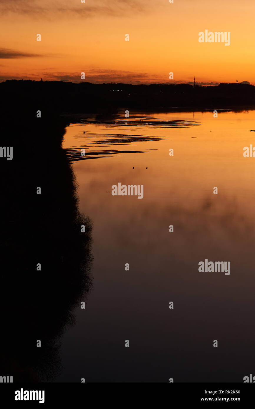 Tone River in Japan at the first sunrise (Hatsuhinode) on New Year's ...