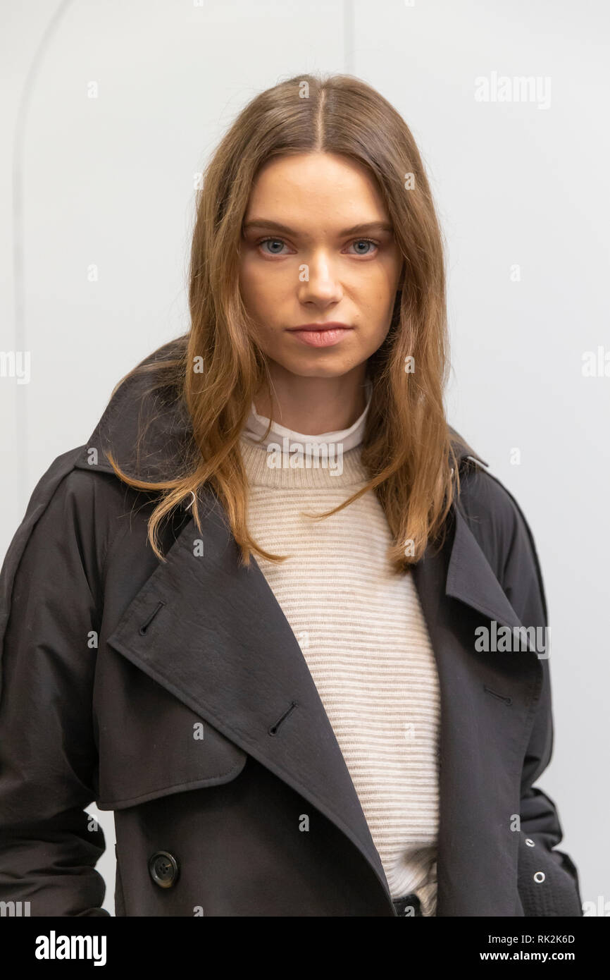 New York, NY - February 7, 2019: Model shows off clothing for BLDWN ...