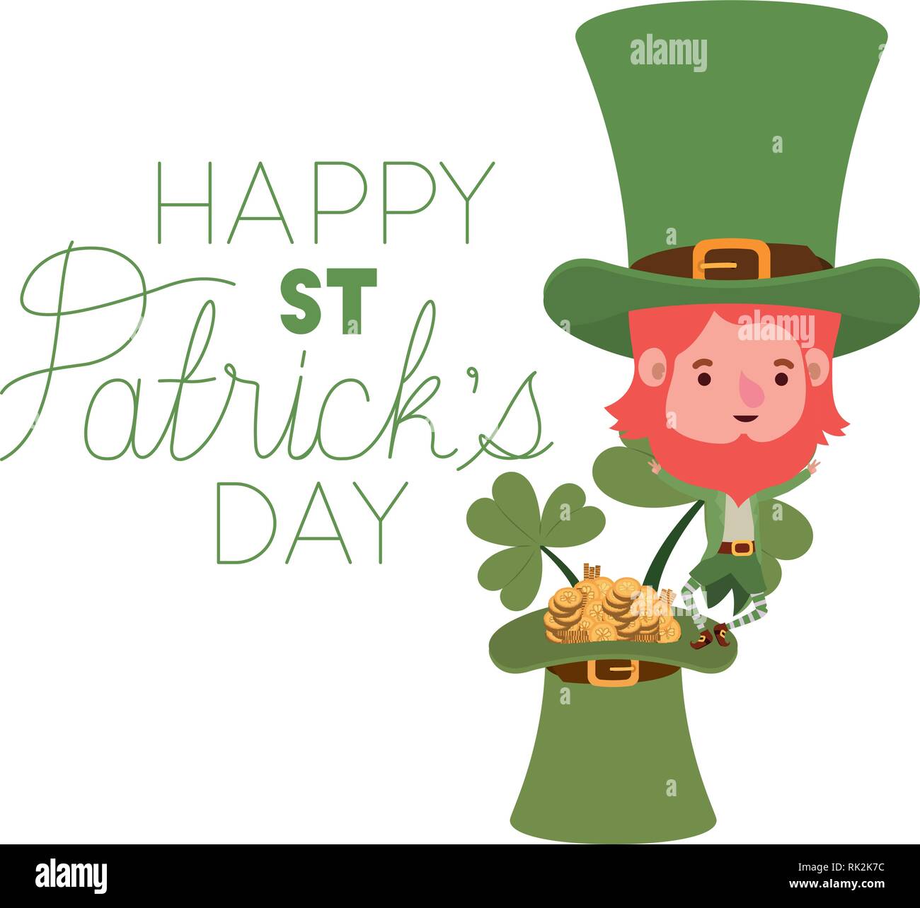 happy st patricks day label with leprechaun character Stock Vector ...