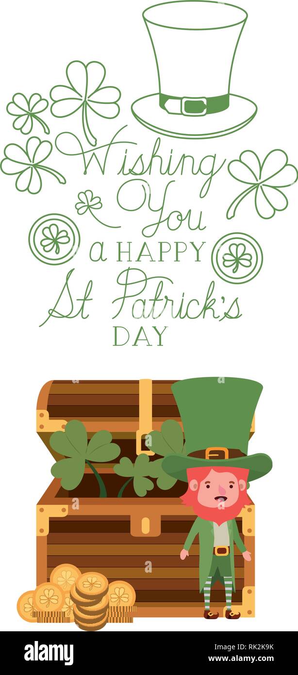 wishing you a happy st patricks day label with leprechaun character ...