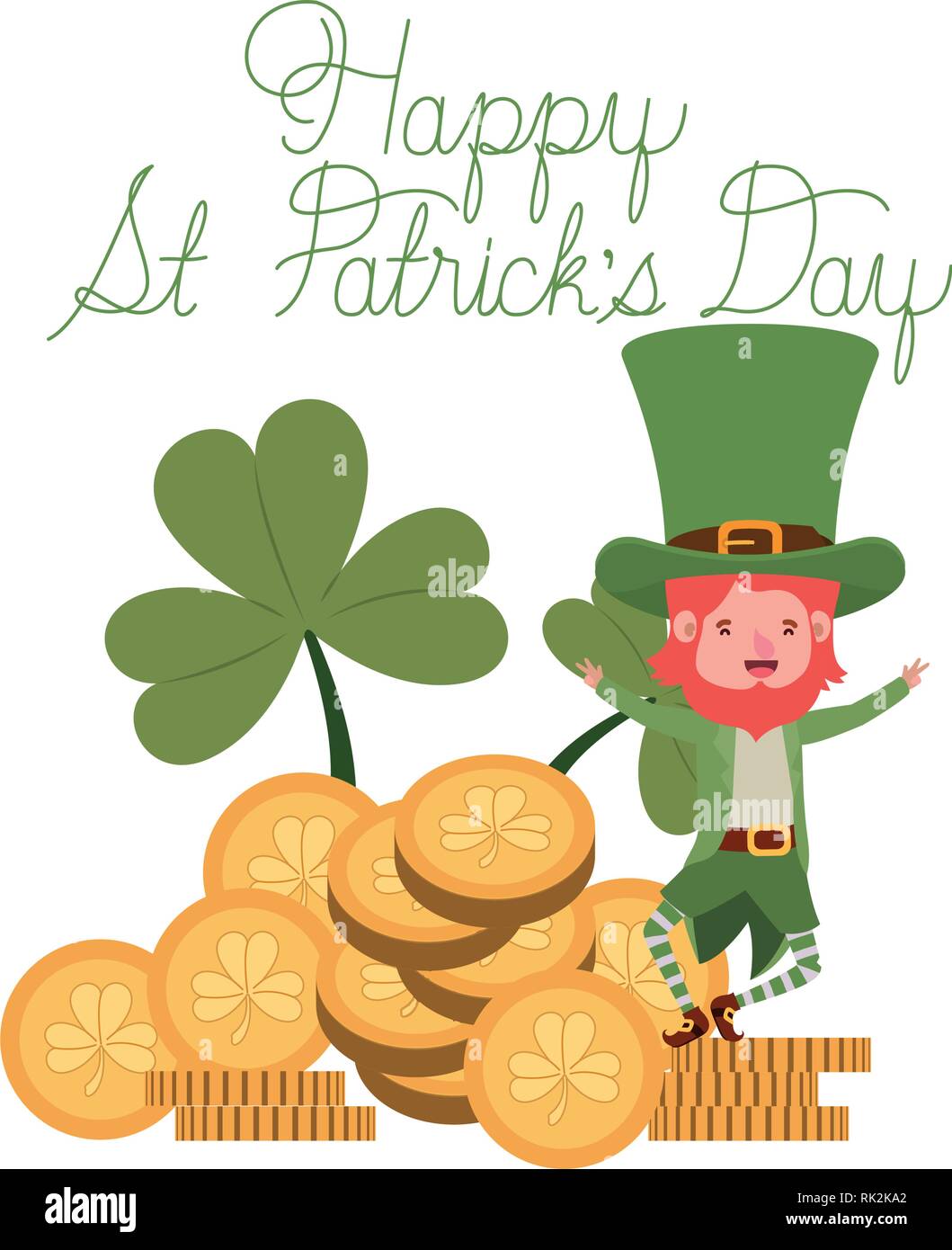 happy st patricks day label with leprechaun character Stock Vector ...