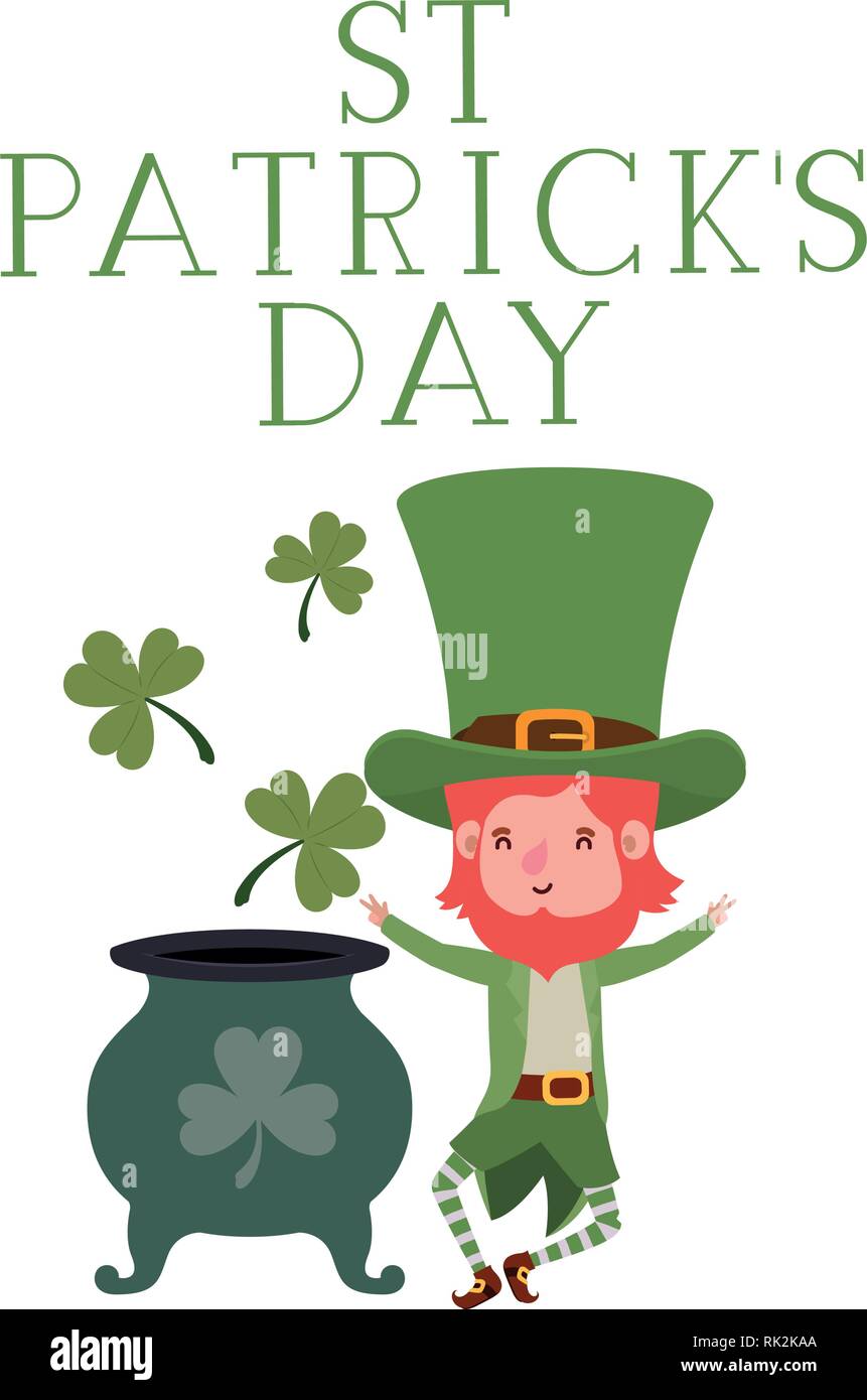 st patricks day label with leprechaun character Stock Vector Image ...