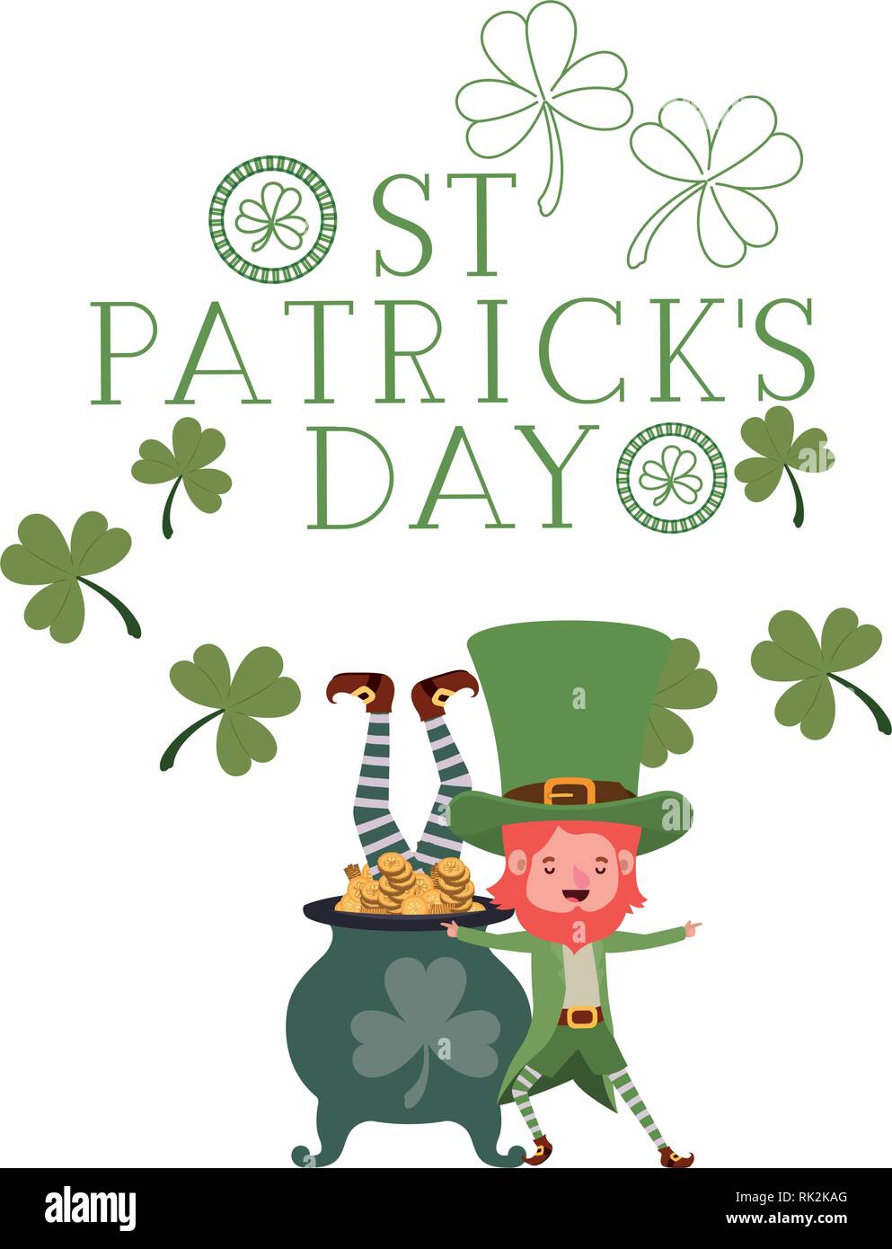 st patricks day label with leprechauns character Stock Vector Image ...