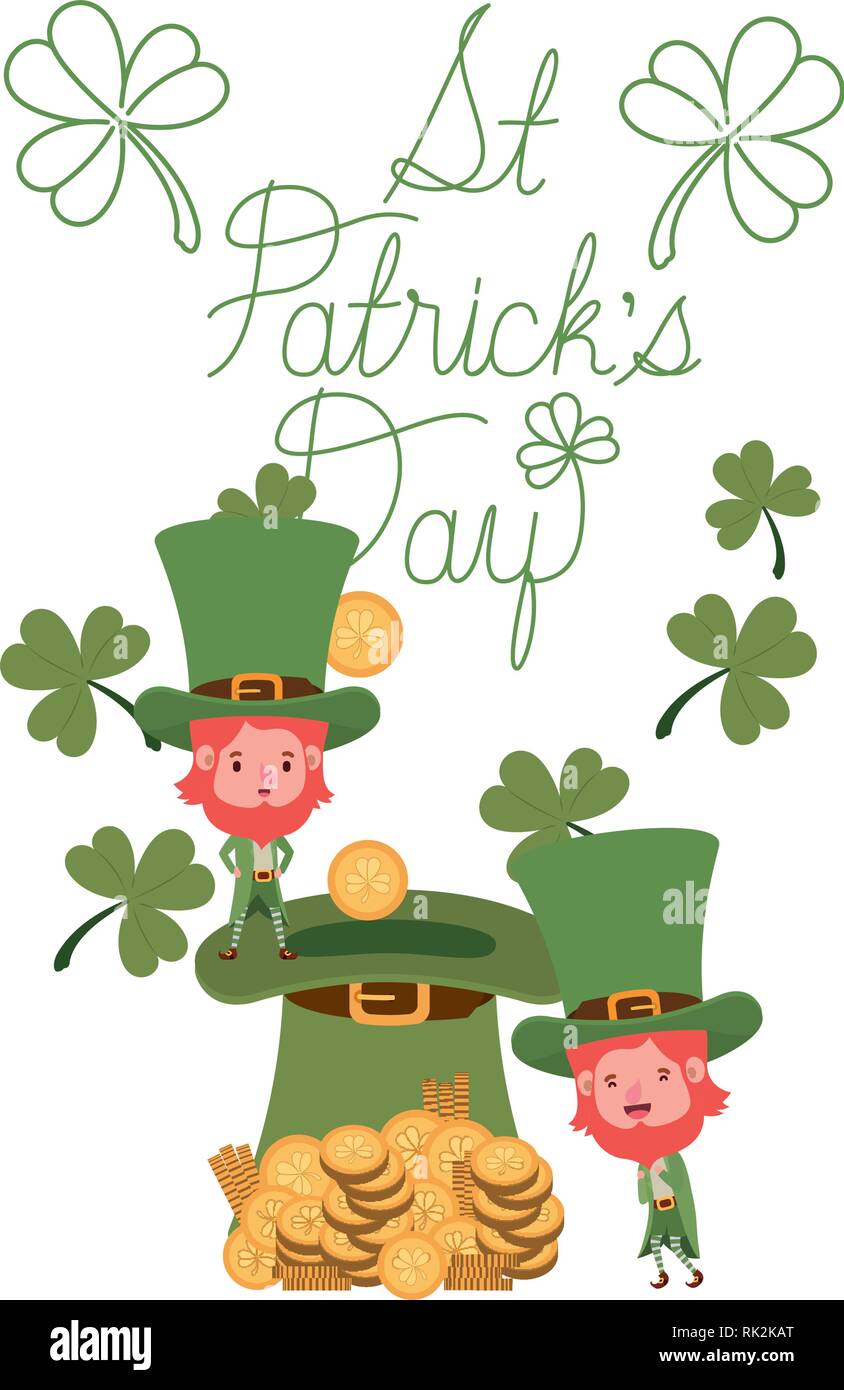 st patricks day label with leprechauns character Stock Vector Image ...
