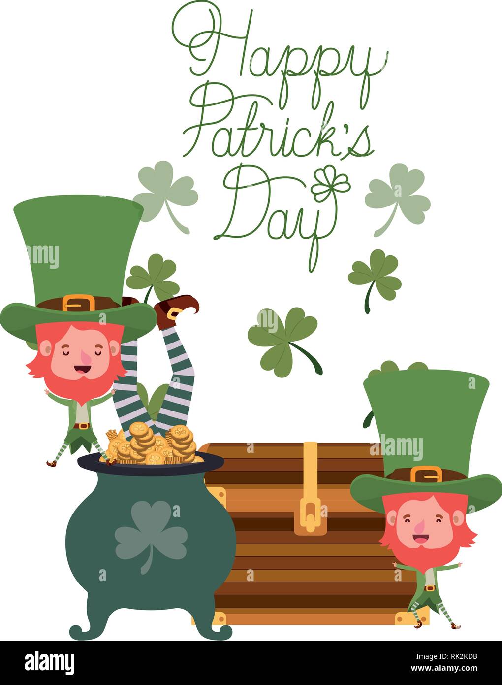 happy patricks day label with leprechauns character Stock Vector Image ...