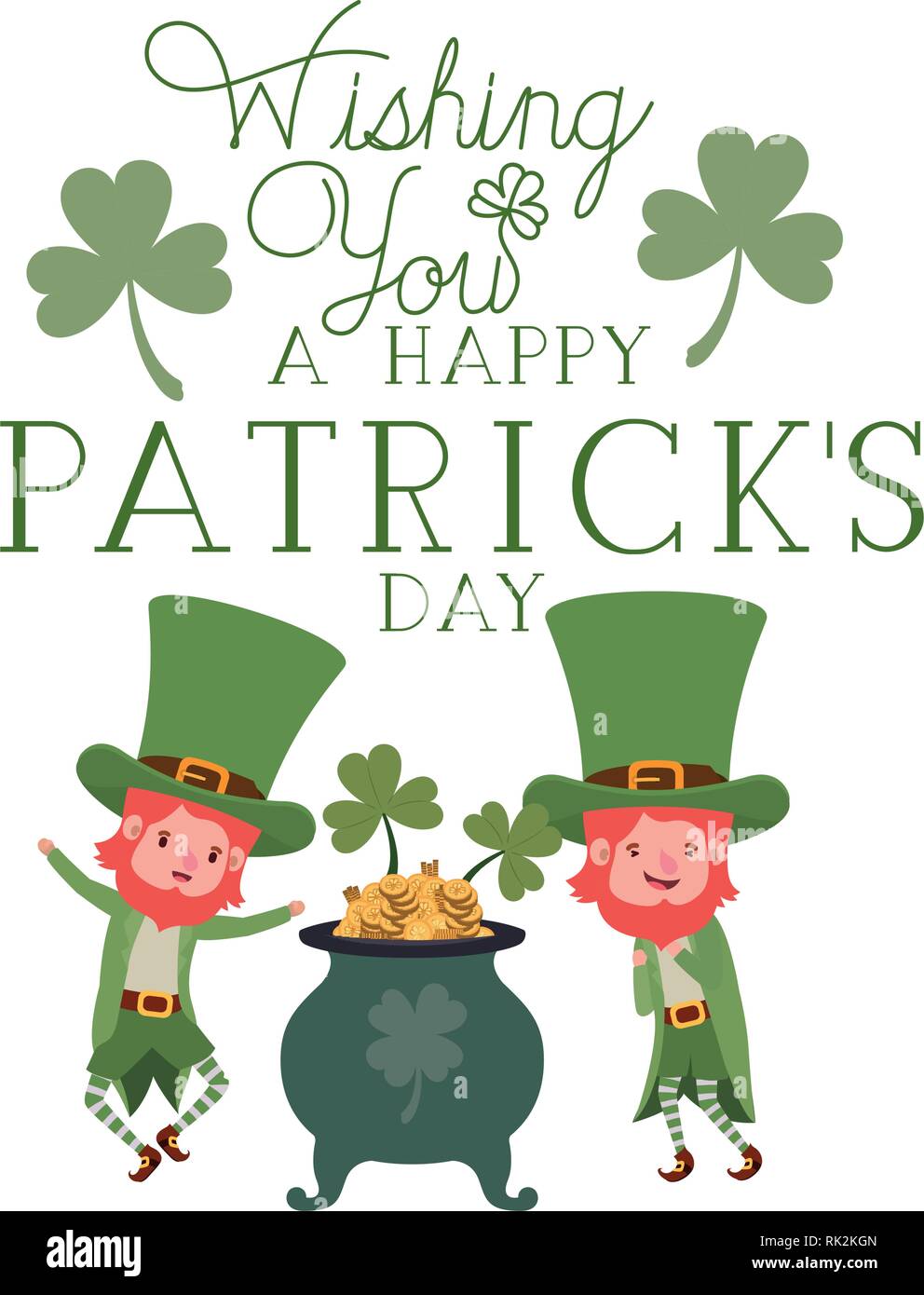 wishing you a happy st patricks day label with leprechauns character ...
