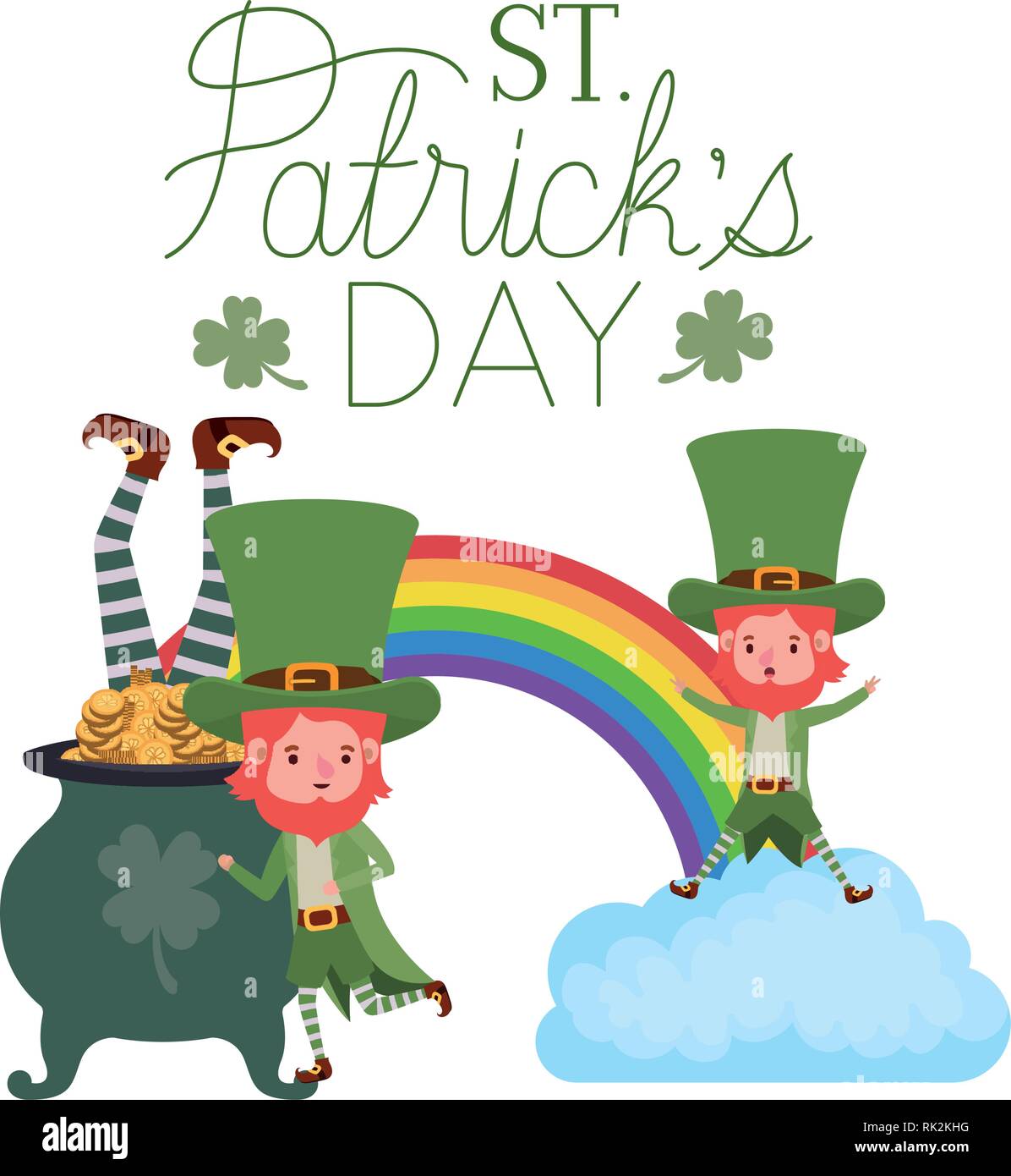 st patricks day label with leprechauns character Stock Vector Image ...