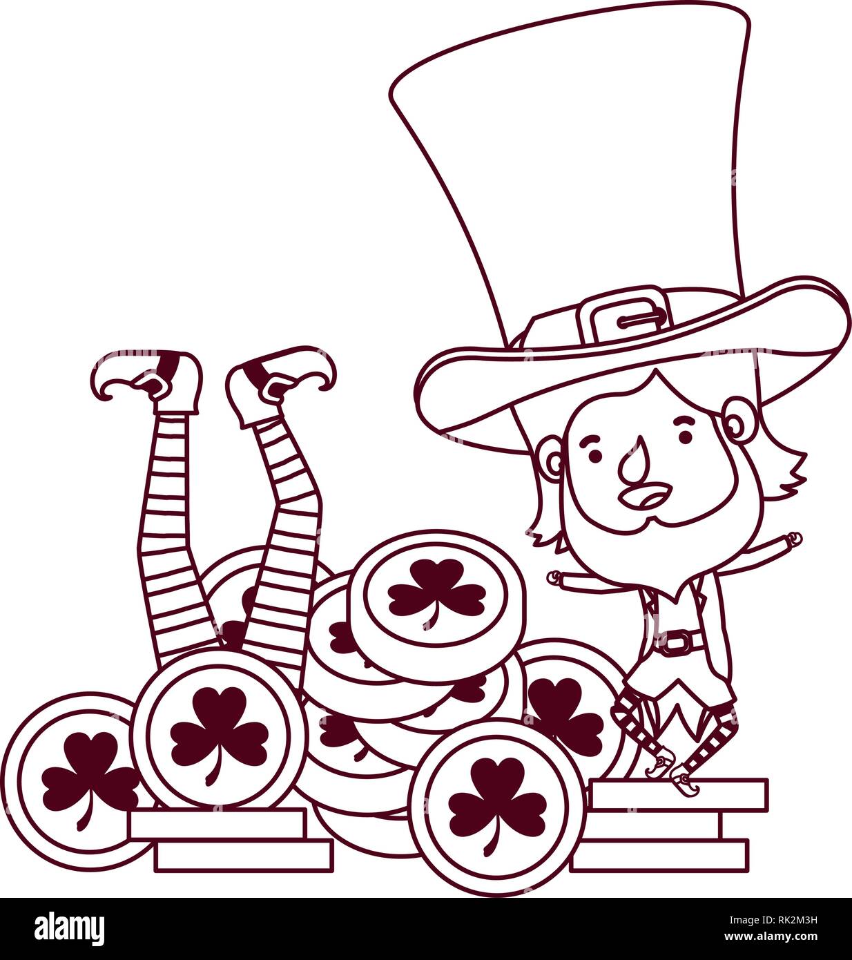 leprechauns with coin and clover isolated icon Stock Vector Image & Art ...