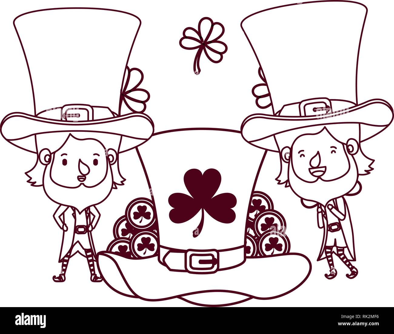 leprechauns with coins and hat isolated icon Stock Vector Image & Art ...