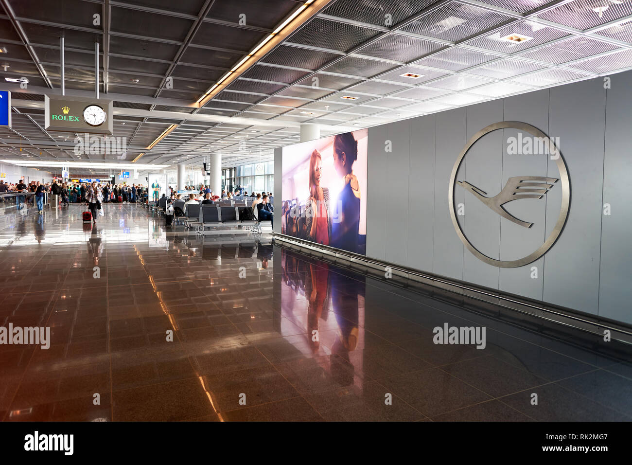 FRANKFURT, GERMANY - MARCH 13, 2016: inside of Frankfurt Airport ...