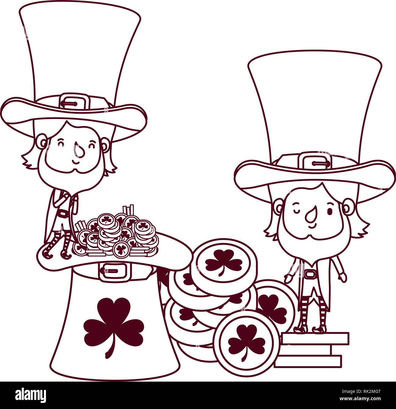 leprechauns with coins and hat isolated icon Stock Vector Image & Art ...