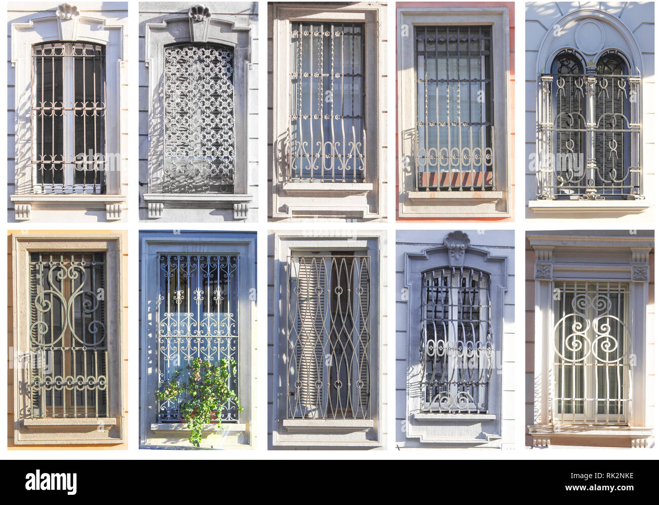 Beautiful windows set of the old house Stock Photo - Alamy