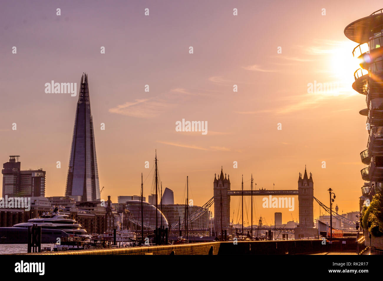 Panorama of London in the sunset with shard and Tower Bridge, London ...