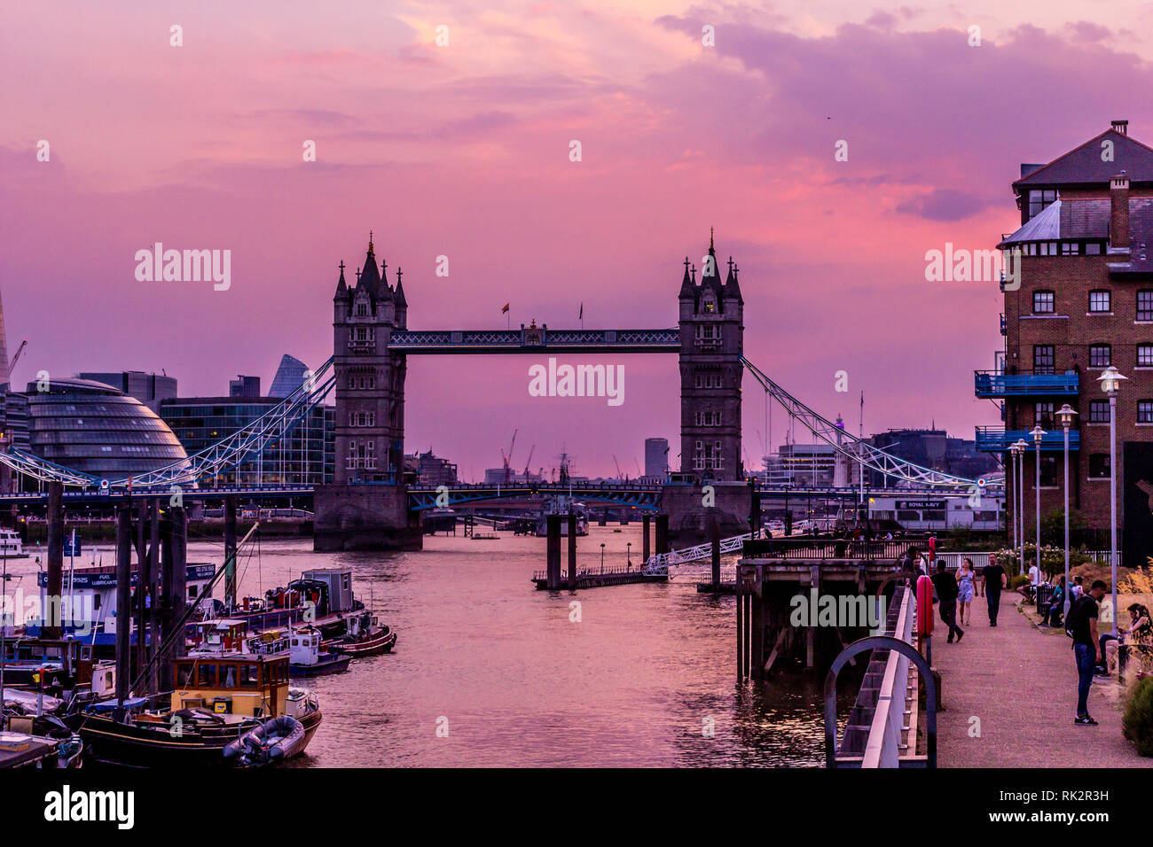 Panorama of London in the sunset with shard and Tower Bridge, London ...