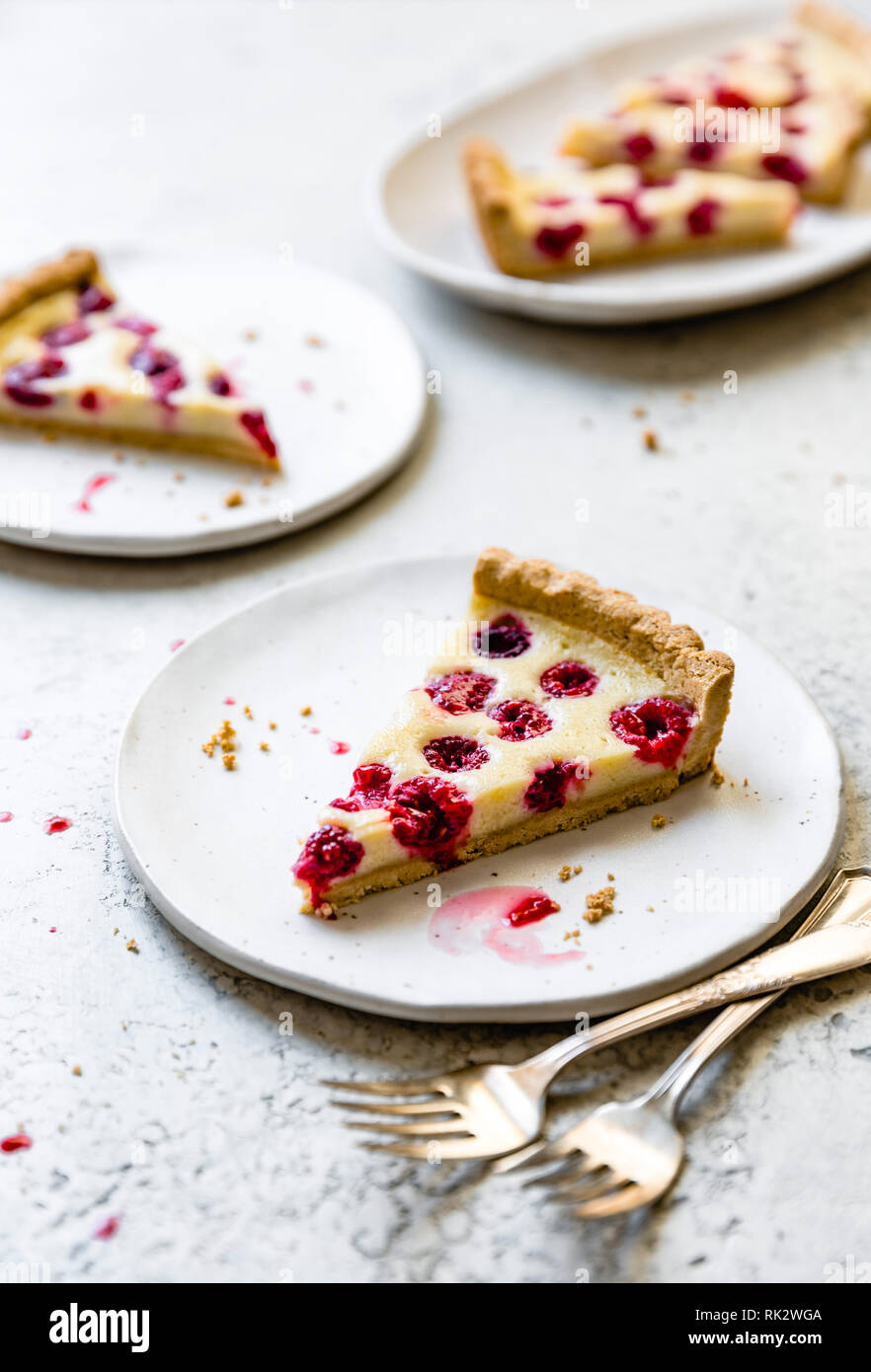 raspberry custard tart Stock Photo - Alamy