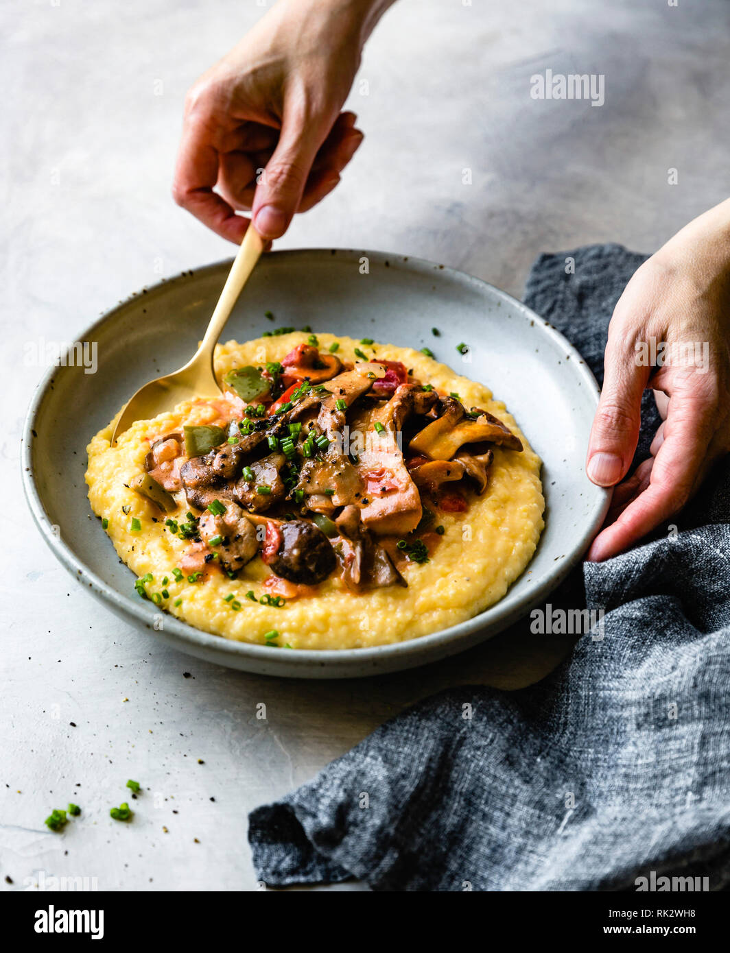 Polenta with mushrooms hi-res stock photography and images - Alamy