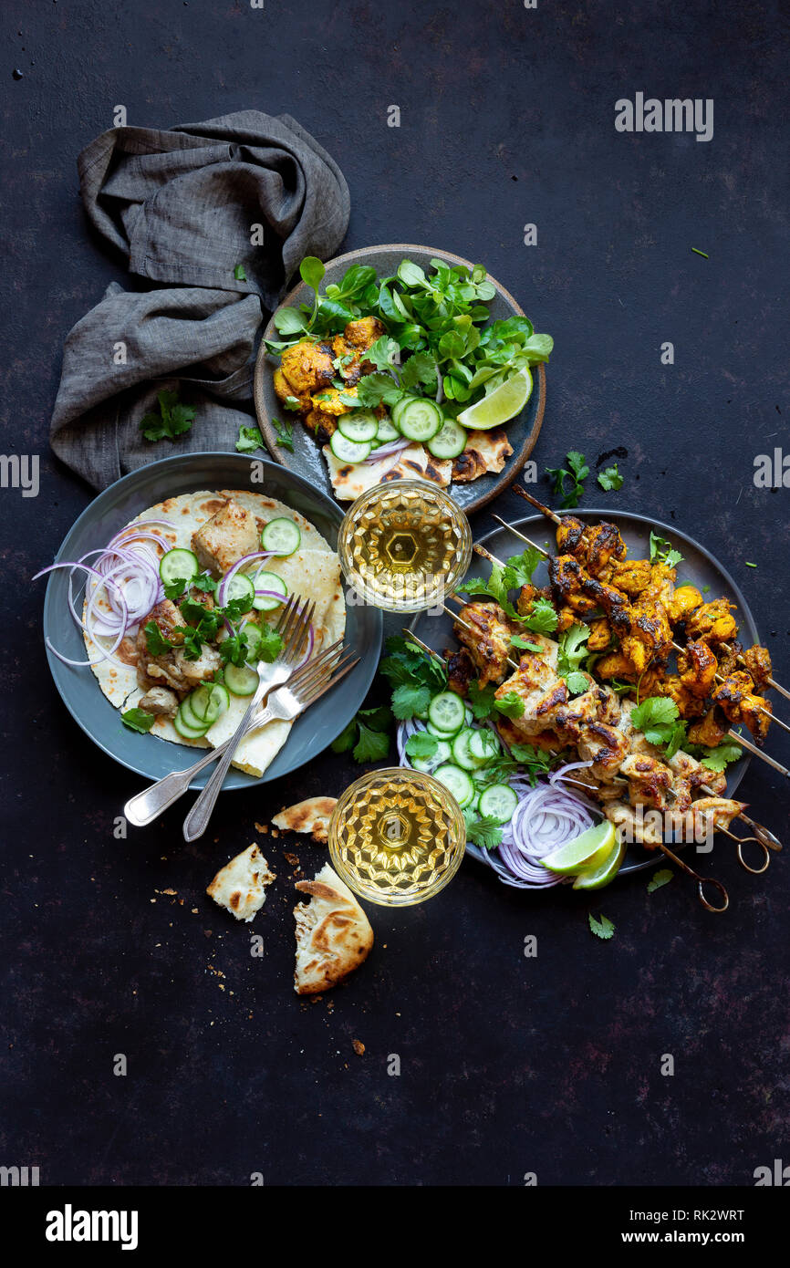 Chicken Kebab Dinner Stock Photo - Alamy