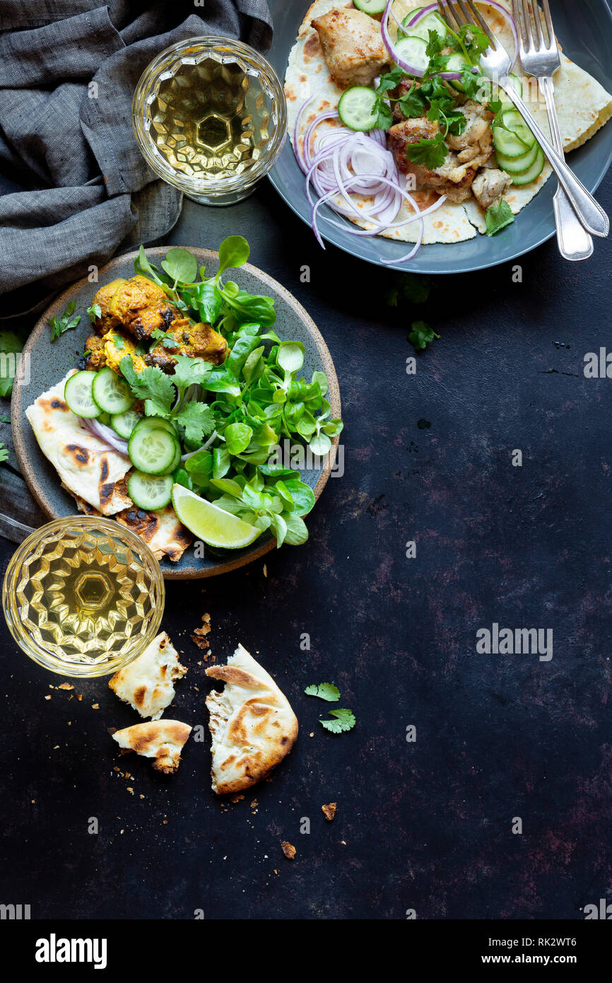 Chicken Kebab Dinner Stock Photo - Alamy