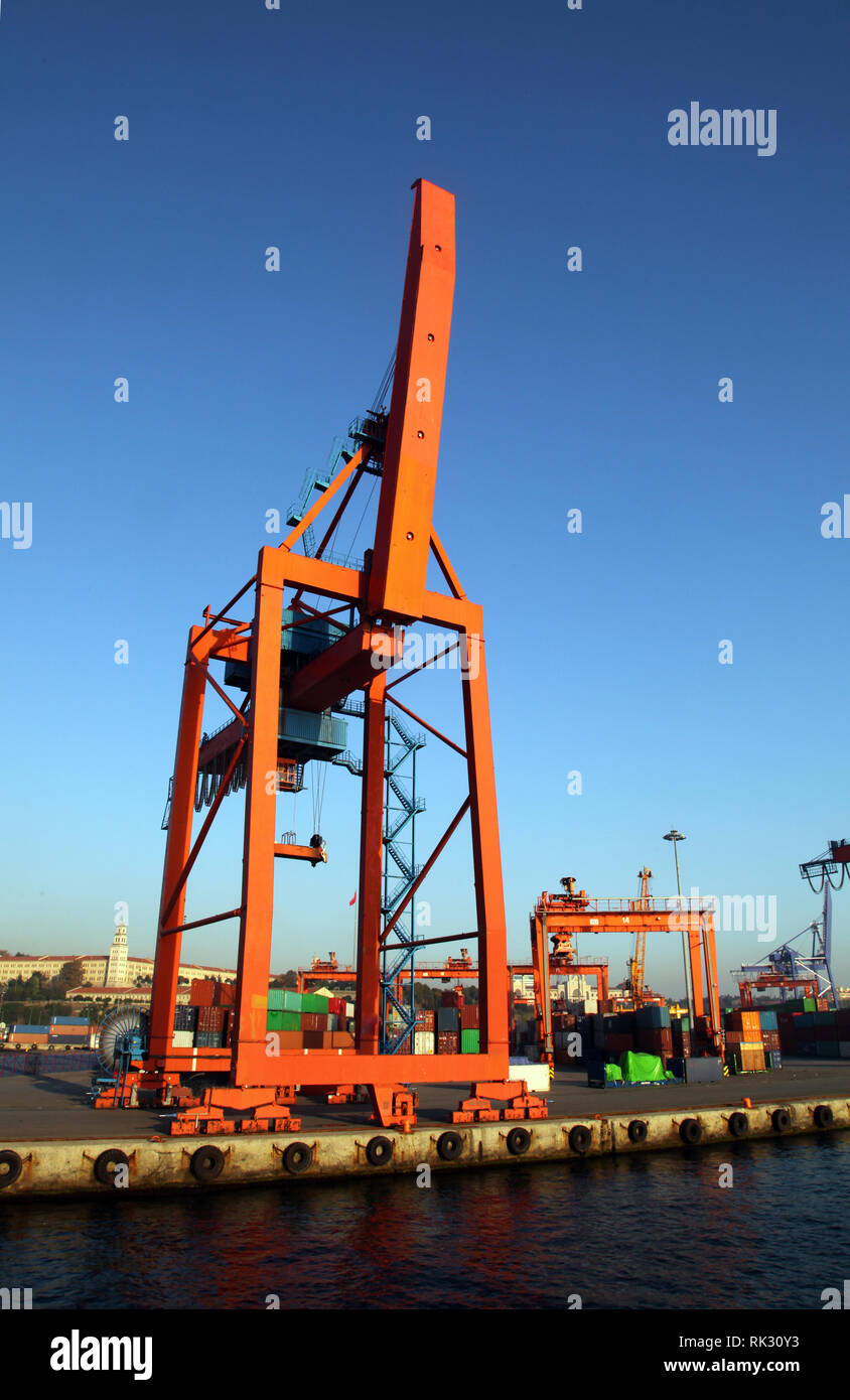 Haydarpasa Port and Container Terminal in Istanbul, Turkey. Terminal is ...