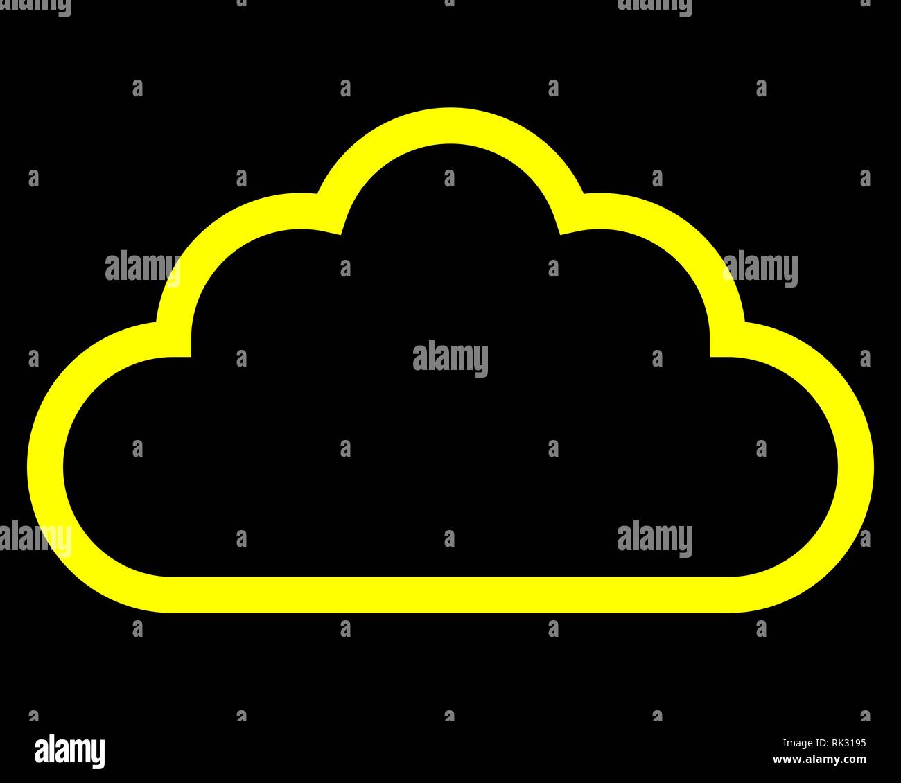 Cloud symbol icon - yellow simple outline, isolated - vector ...