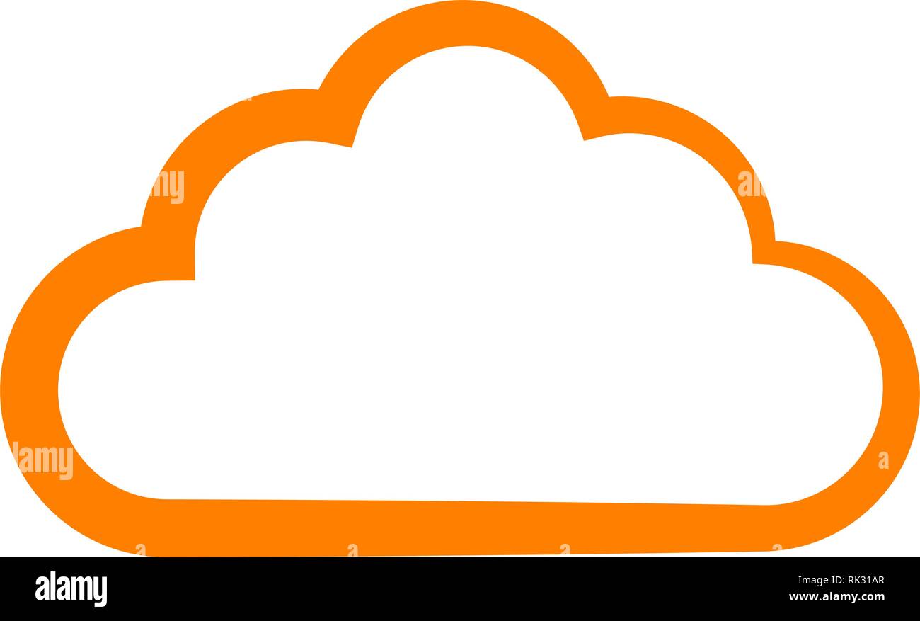 Cloud symbol icon - orange simple outline, isolated - vector ...