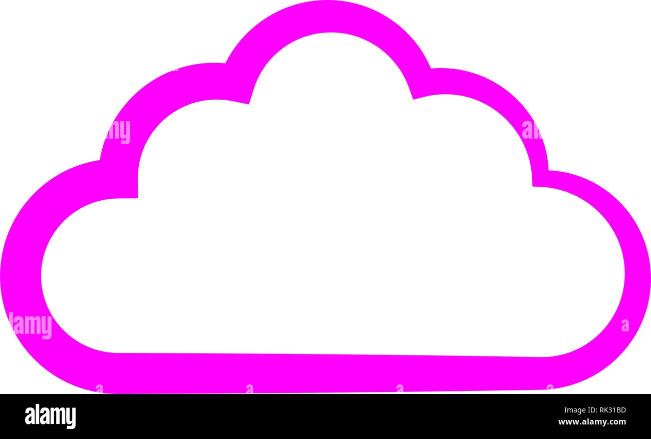 Cloud symbol icon - purple simple outline, isolated - vector ...
